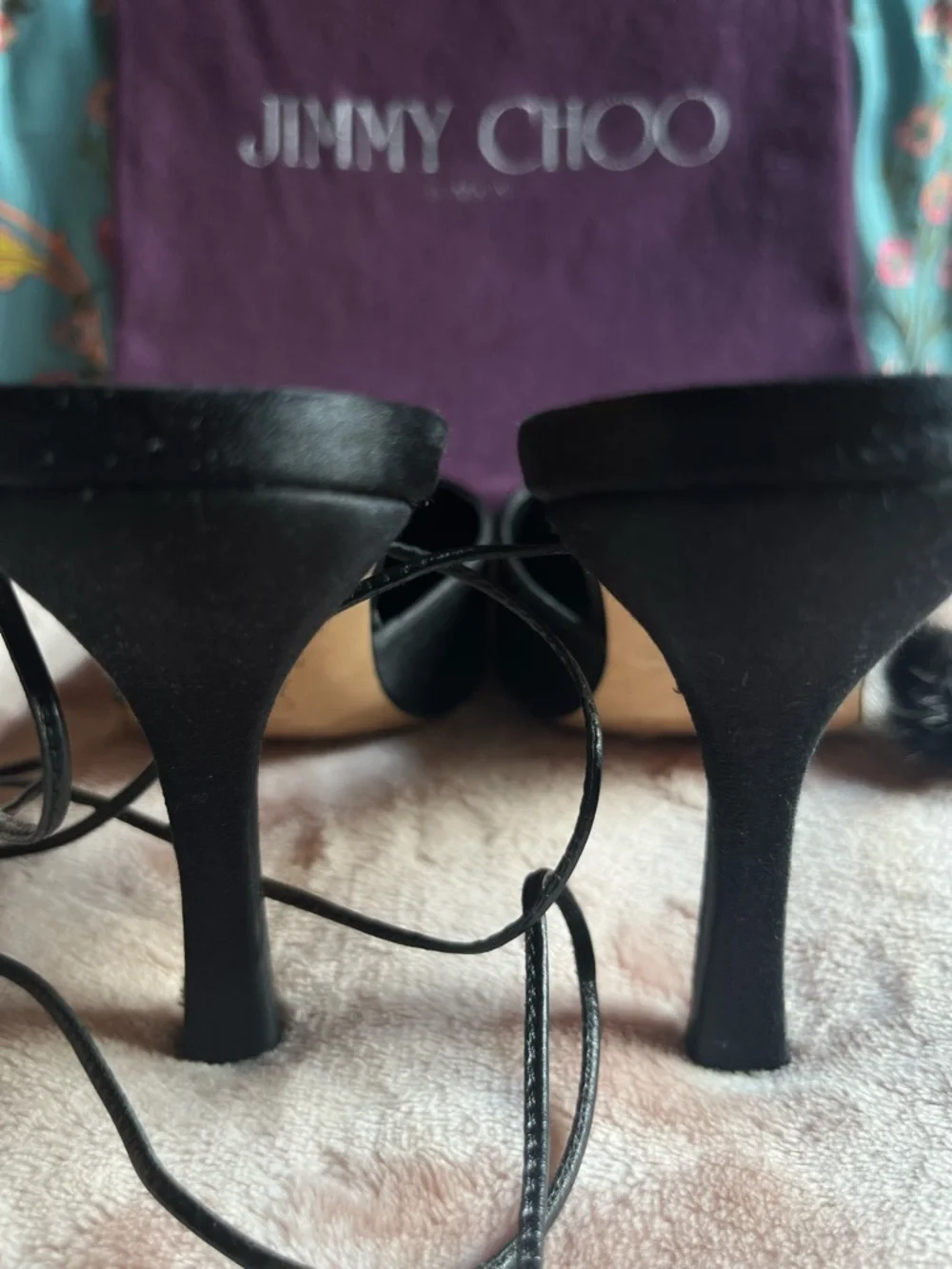 Jimmy Choo | Shoes | Jimmy Choo Black Laceup Pointed Mules With Pompom ...